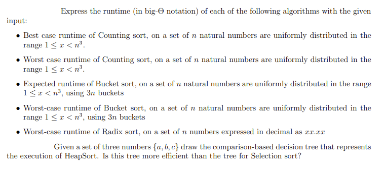 Solved Express the runtime (in big- Θ notation) of each of | Chegg.com