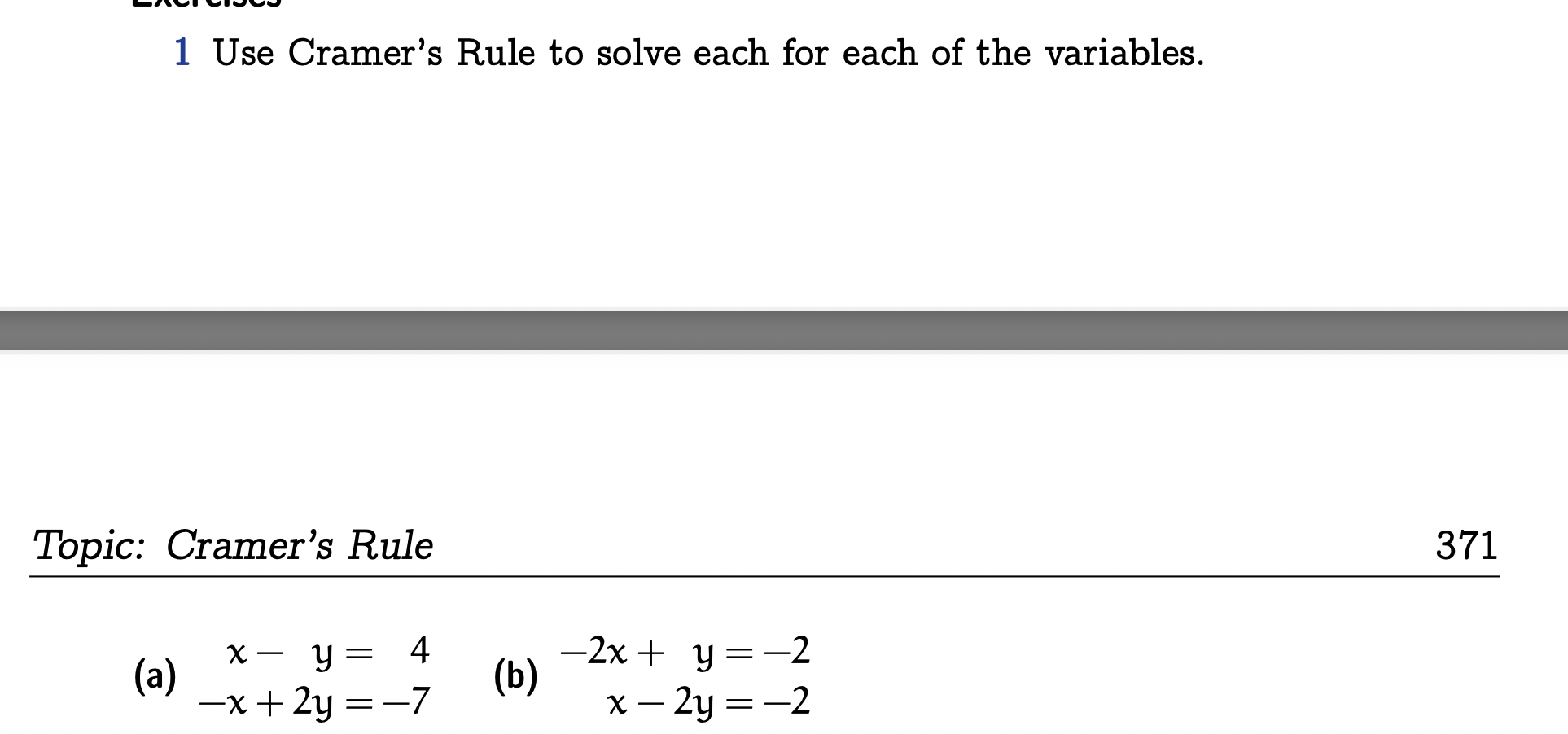 Solved 1 Use Cramer's Rule to solve each for each of the | Chegg.com