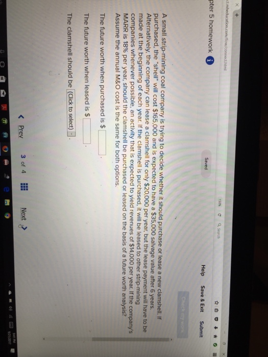 Solved Lhtml ☆自 舍。 pter 5 homework Saved Help Save & Exit | Chegg.com