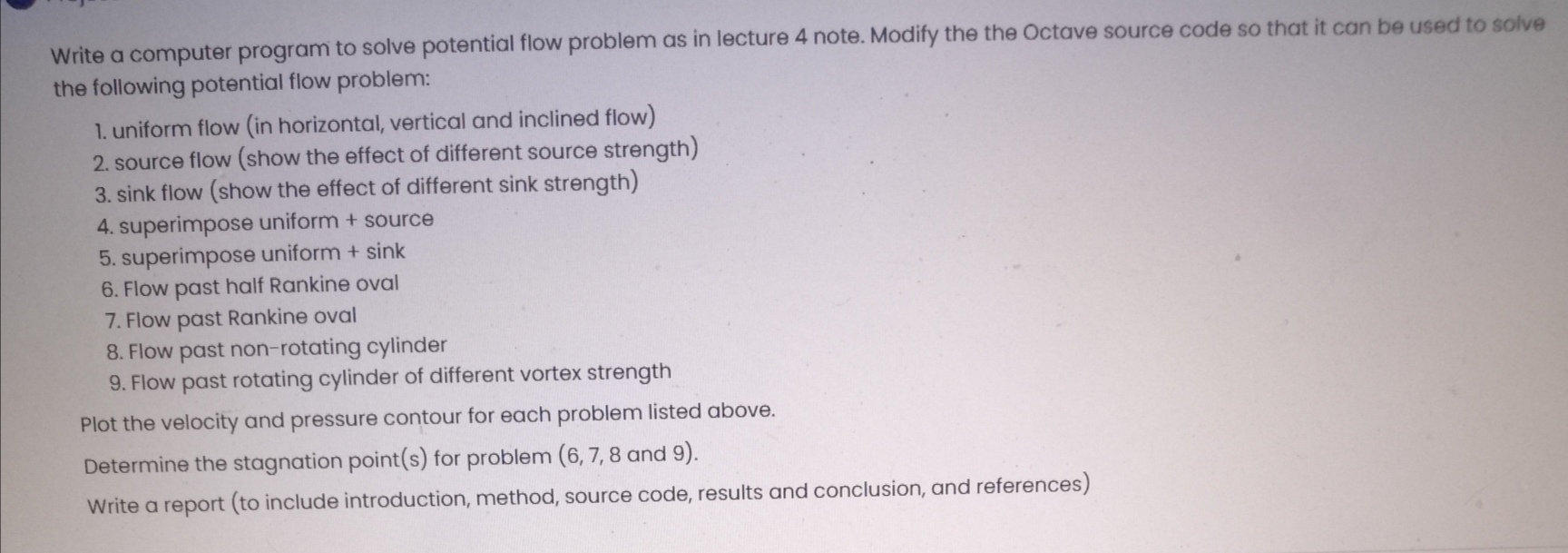 Write a computer program to solve potential flow | Chegg.com