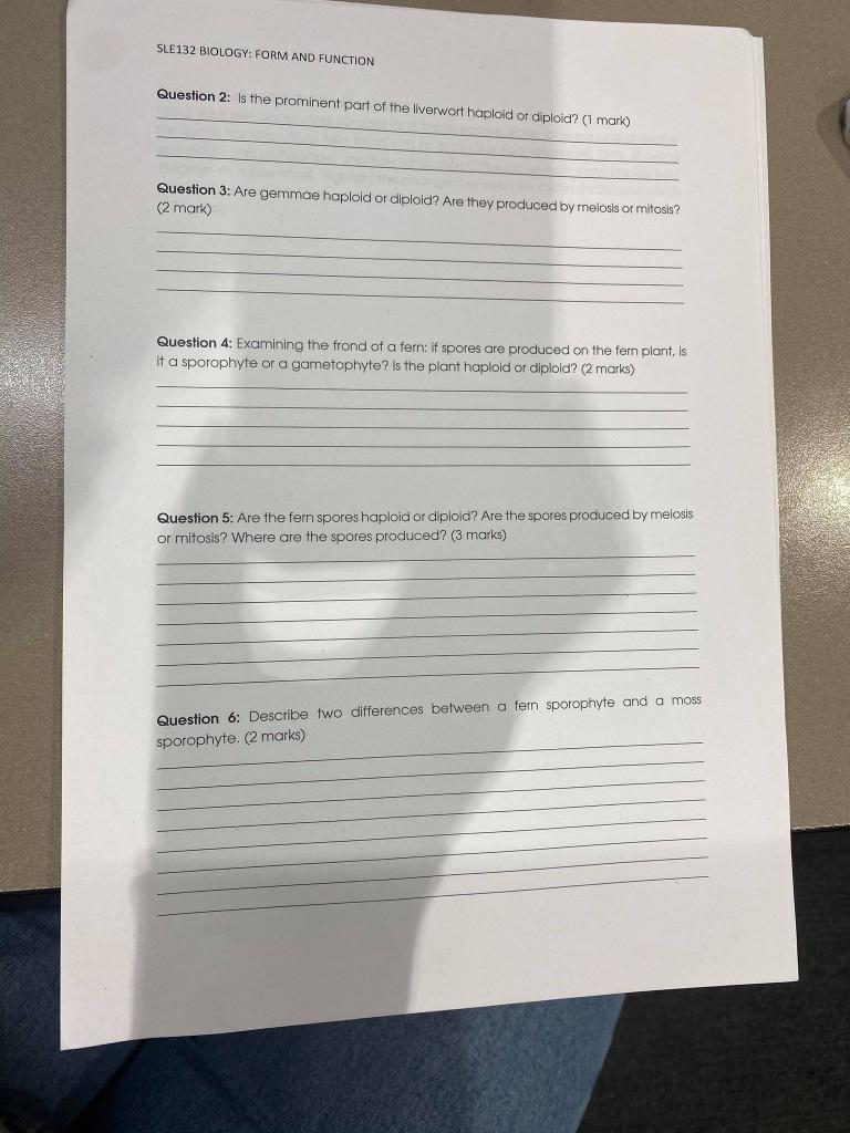 Solved SLE132 BIOLOGY: FORM AND FUNCTION Question 2: Is the | Chegg.com