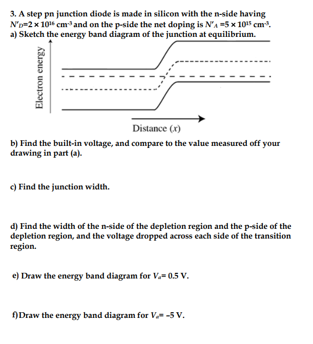 Solved 3. A step pn junction diode is made in silicon with | Chegg.com