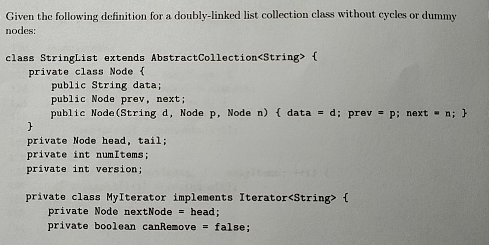 Solved Given the following definition for a doubly-linked | Chegg.com