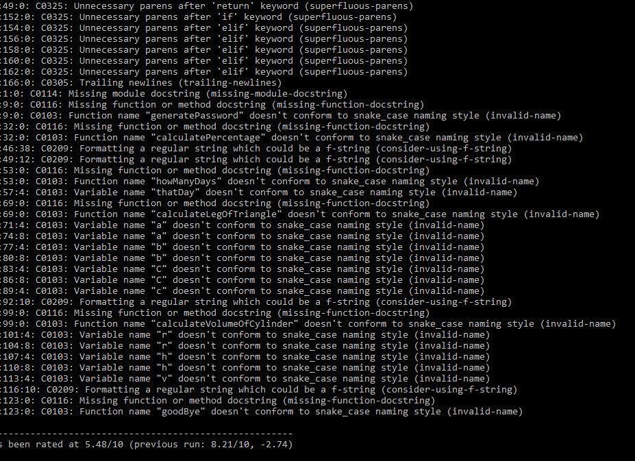I Need Help To Fix My Pylint Errors For My Code