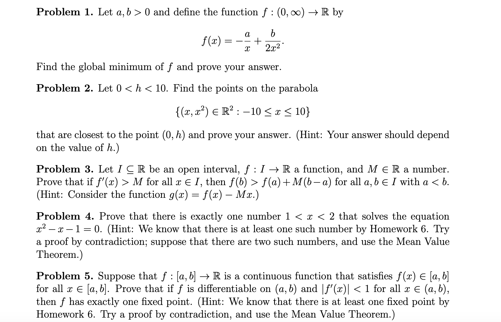 Solved Problem 1. Let a,b>0 and define the function | Chegg.com