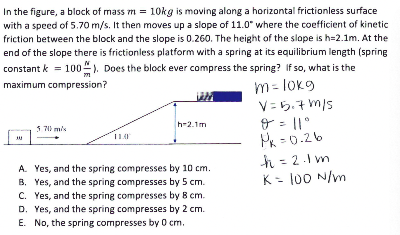 Solved In the figure, a block of mass m=10kg is moving along | Chegg.com