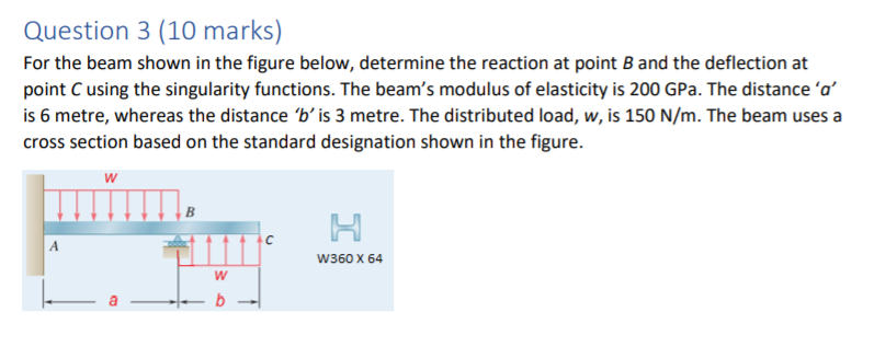 Solved Question 3 (10 marks) For the beam shown in the | Chegg.com