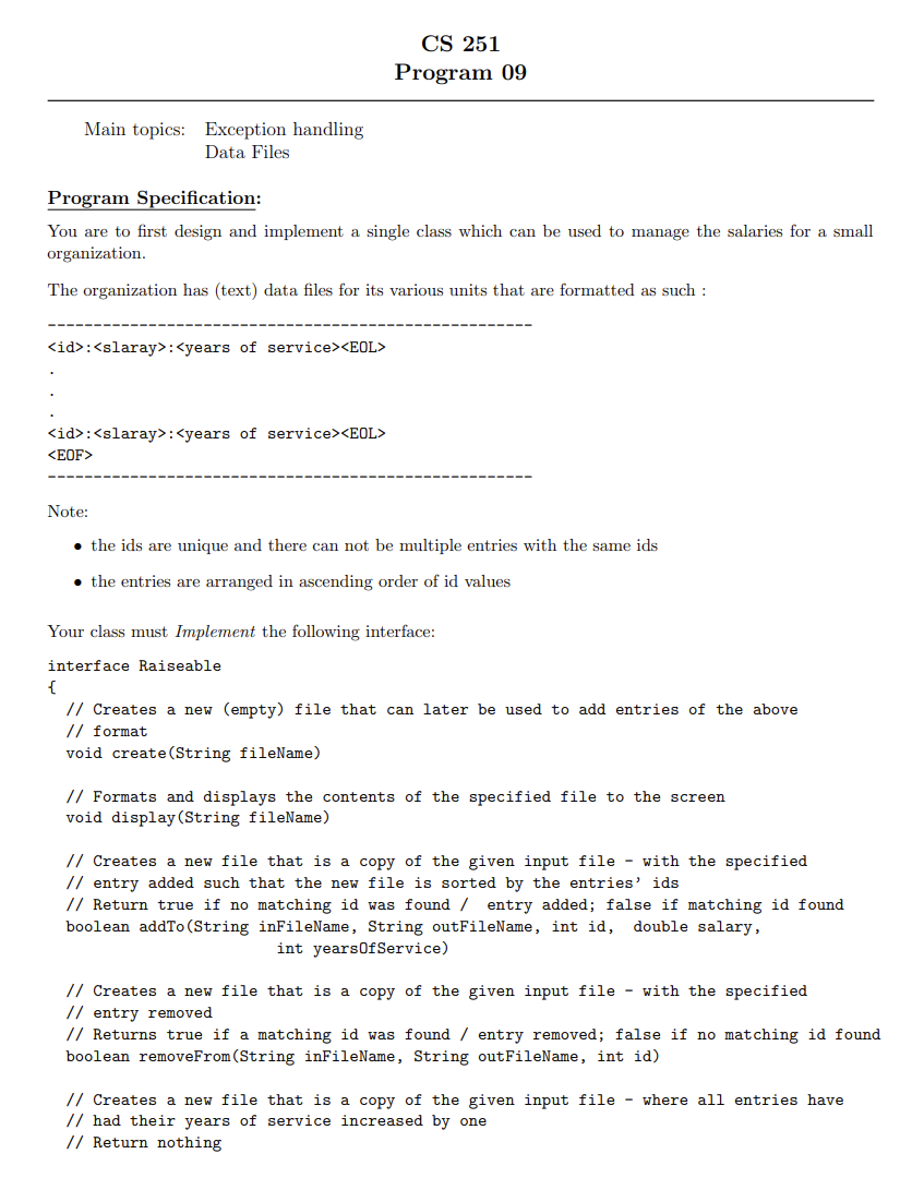 Solved CS 251 Assignment. Please solve it with a new | Chegg.com
