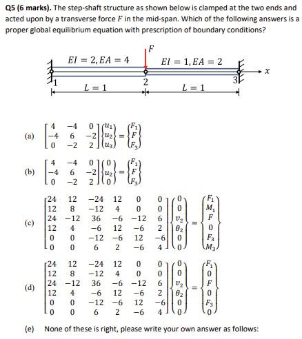Solved Q5 ( 6 marks). The step-shaft structure as shown | Chegg.com