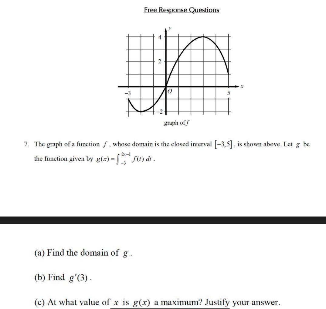Solved Free Response Questions 4 2 N O 5 Graph Off 7 The Chegg