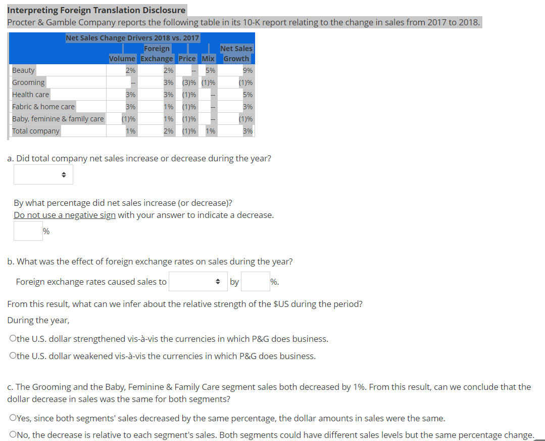 Solved Interpreting Foreign Translation Disclosure Procter & | Chegg.com