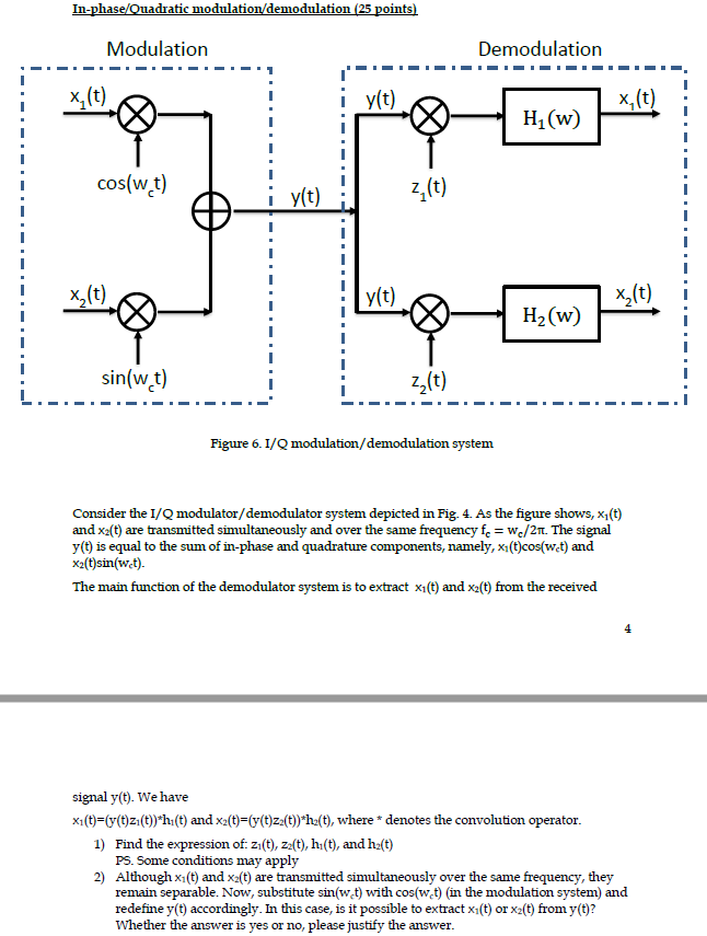 Solved In-phase/Quadratic modulation/demodulation ( 25 | Chegg.com