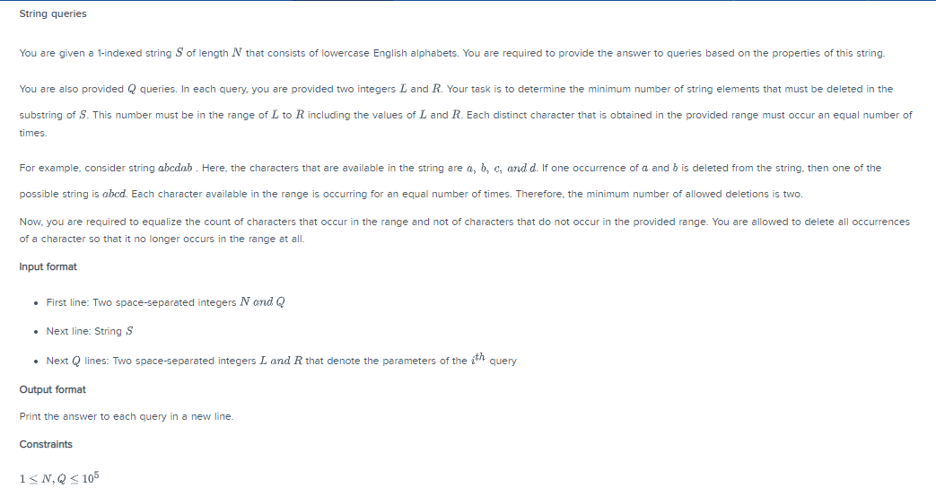 Solved String Queries You Are Given A 1 indexed String Of Chegg