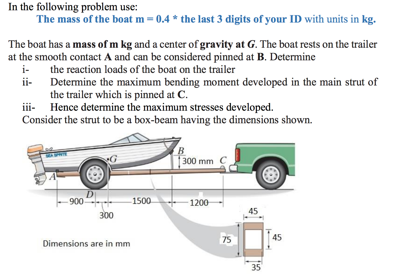 Solved In the following problem use: The mass of the boat m= | Chegg.com
