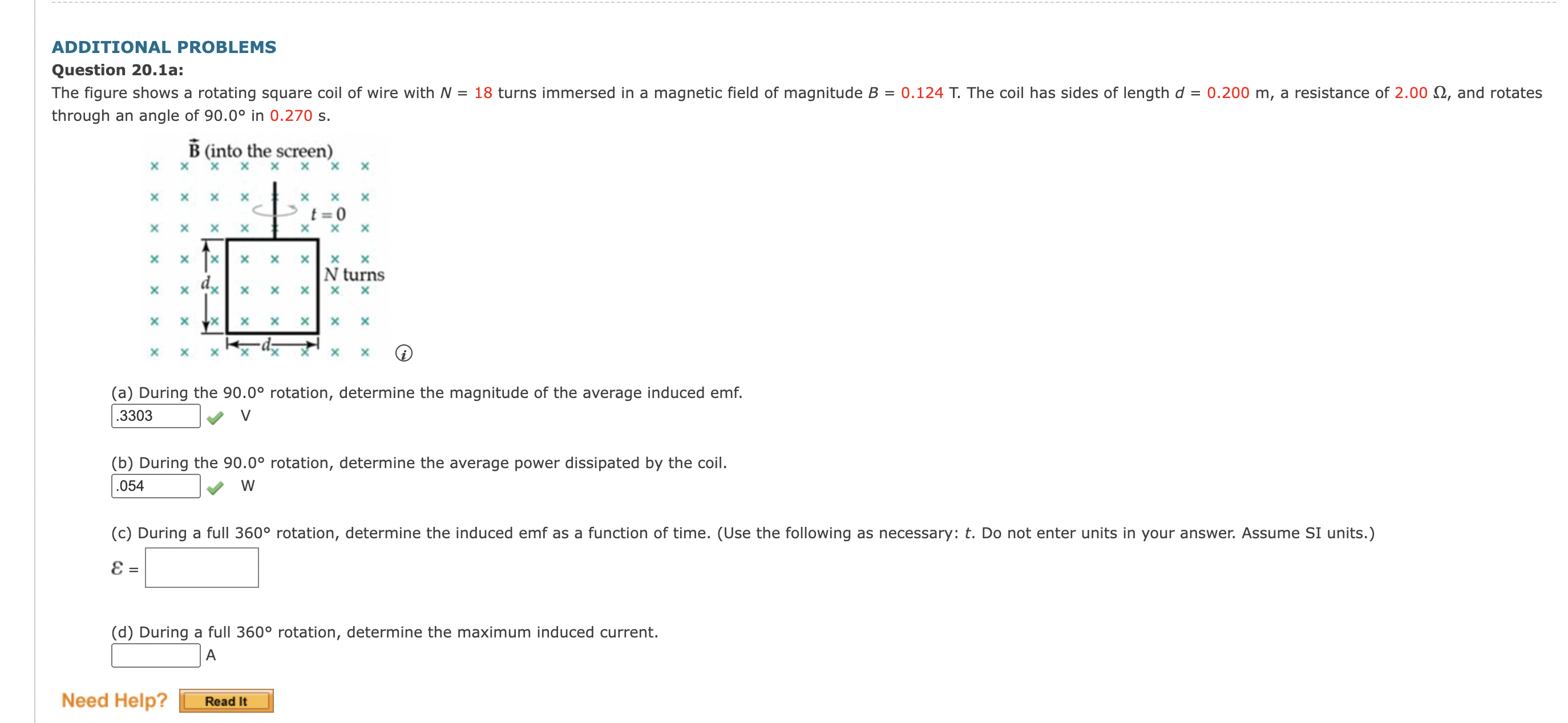 Solved ADDITIONAL PROBLEMS Question 20.1a: through an angle | Chegg.com
