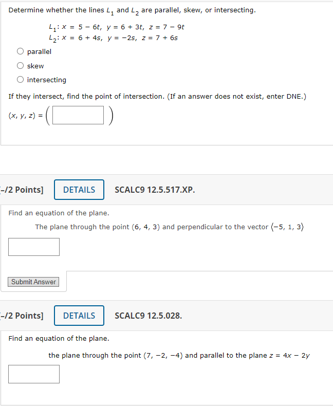 Solved Determine whether the lines L1 and L2 are parallel, | Chegg.com