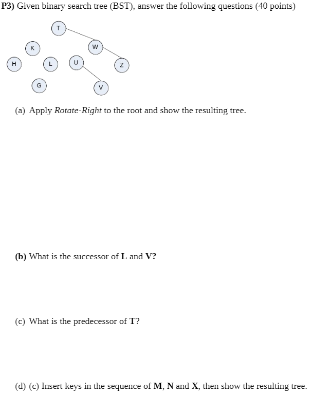 Solved P3 Given Binary Search Tree Bst Answer The 9881