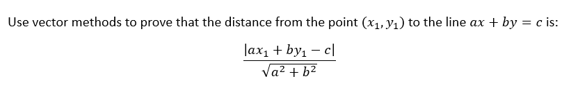 Solved Use vector methods to prove that the distance from | Chegg.com