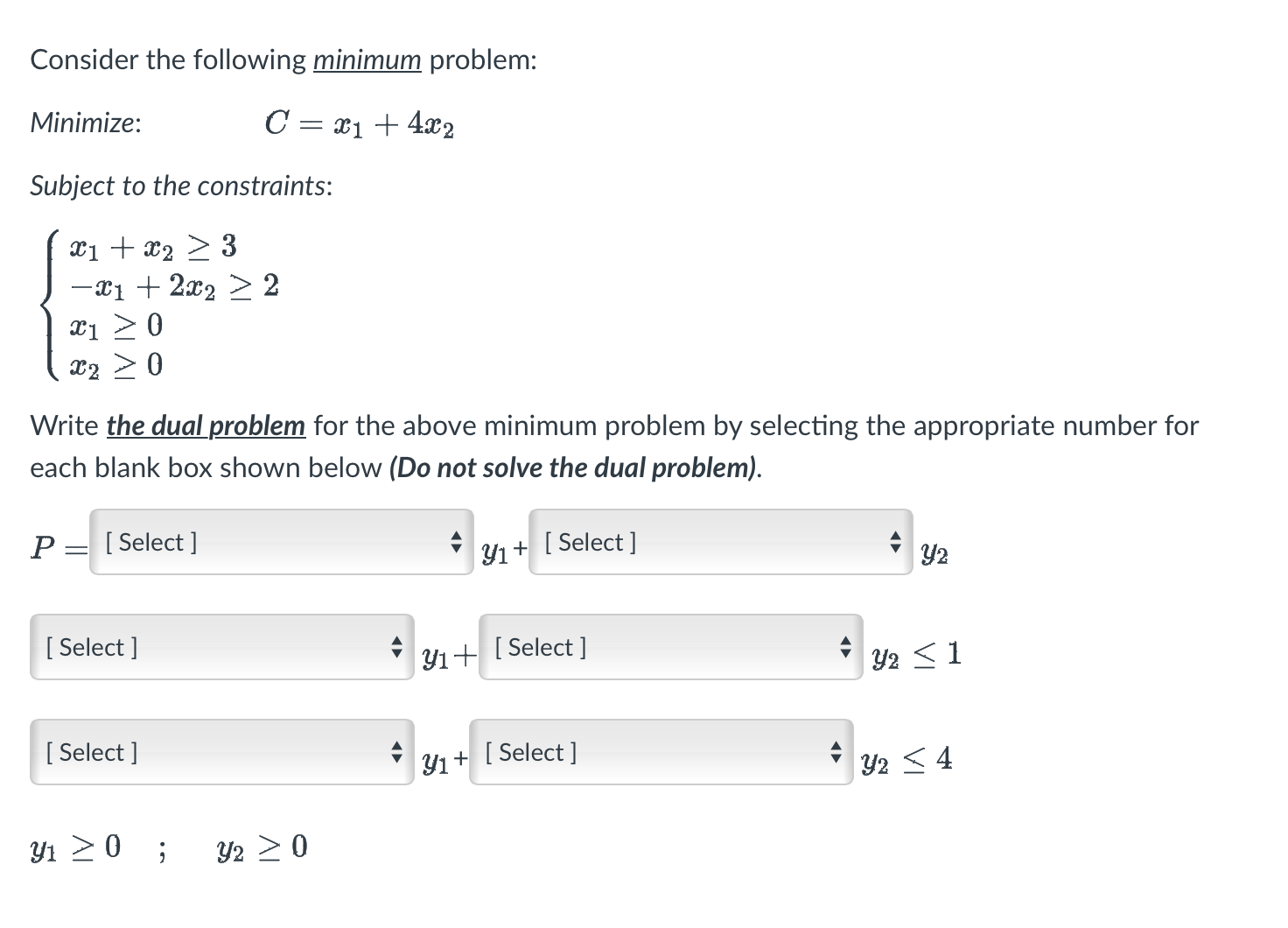 Solved Consider the following minimum problem: Minimize: | Chegg.com