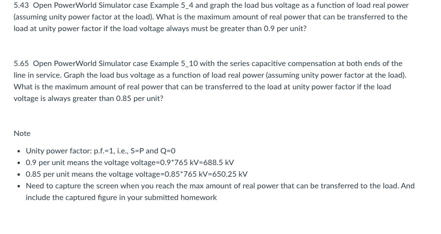 5.43 Open PowerWorld Simulator case Example 5_4 and | Chegg.com