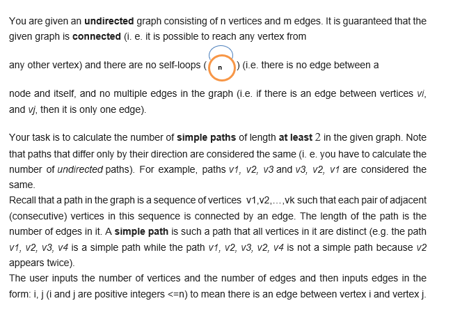 Solved You are given an undirected graph consisting of n | Chegg.com