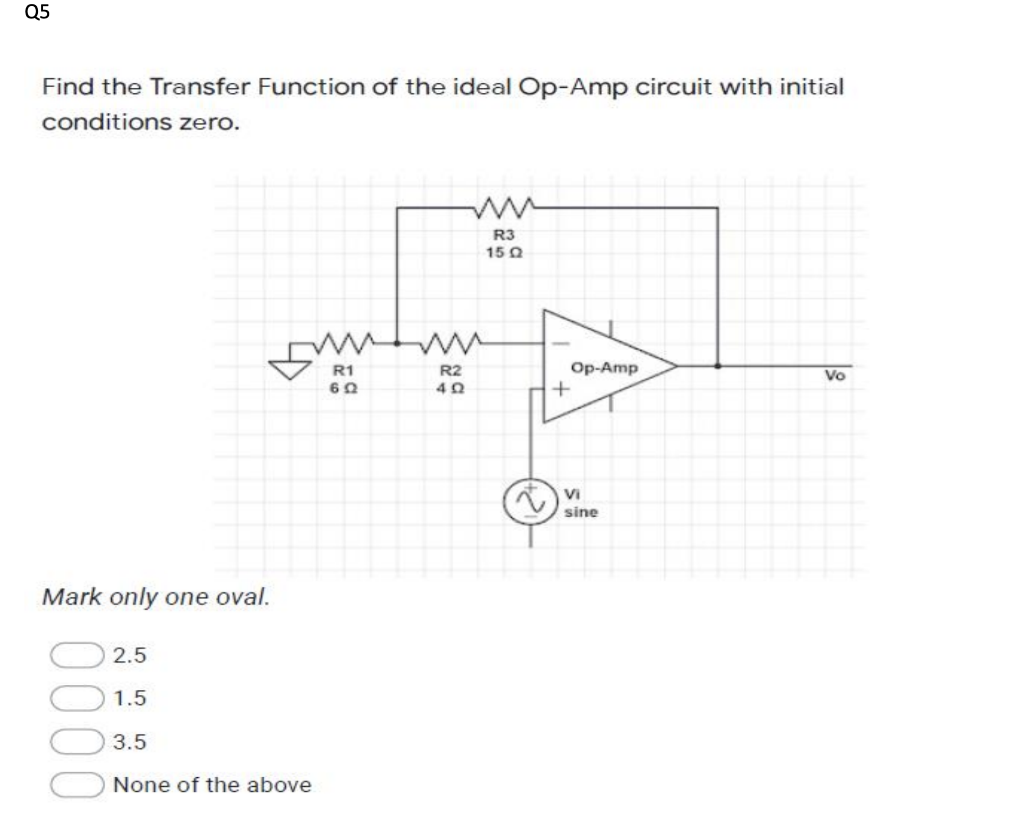 Solved Q5 Find the Transfer Function of the ideal Op-Amp | Chegg.com