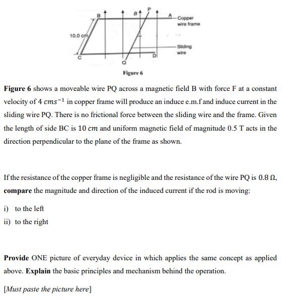 Solved Copper wireframe 10.0 cm -Sliding wire Figure 6 | Chegg.com