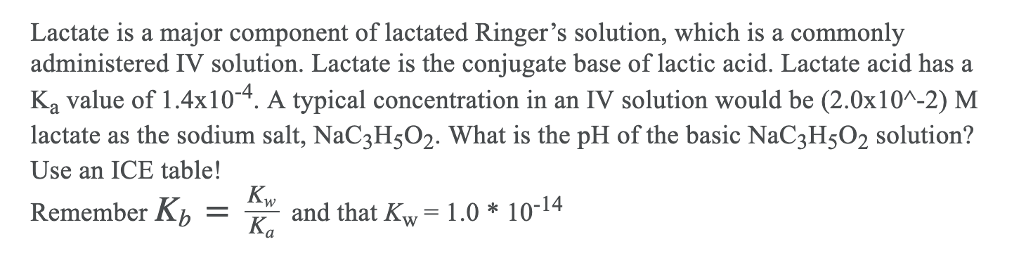 Solved Lactate is a major component of lactated Ringer's | Chegg.com