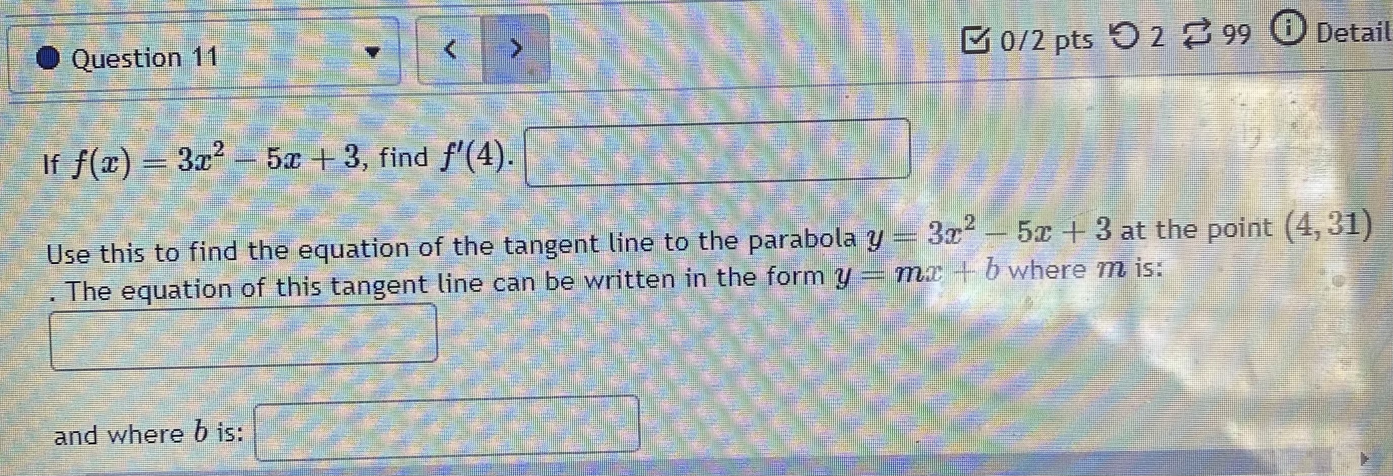 Solved If f(x)=3x2−5x+3, find f′(4) Use this to find the | Chegg.com