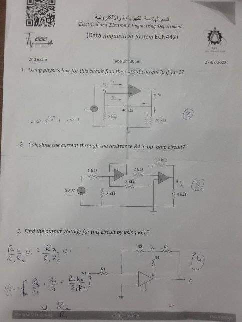 Solved 1. Using physics law for this circuit find the cutput | Chegg.com