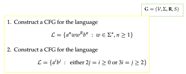 Solved G= (V,E,R,S) 1. Construct a CFG for the language L = | Chegg.com
