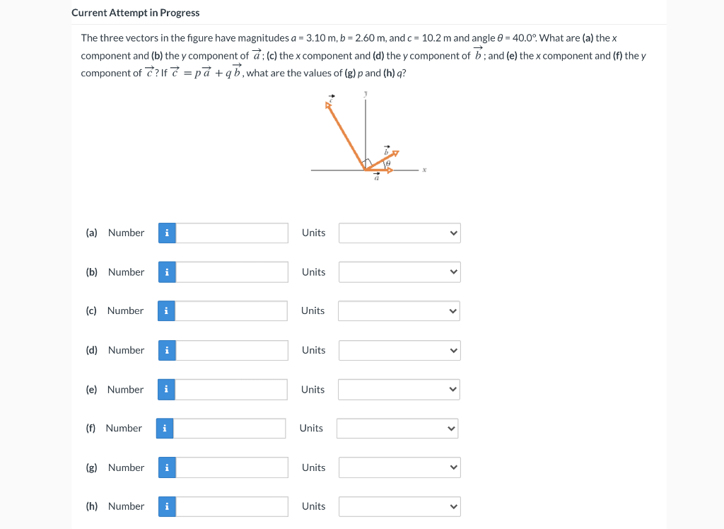 Solved Current Attempt in Progress The three vectors in the | Chegg.com