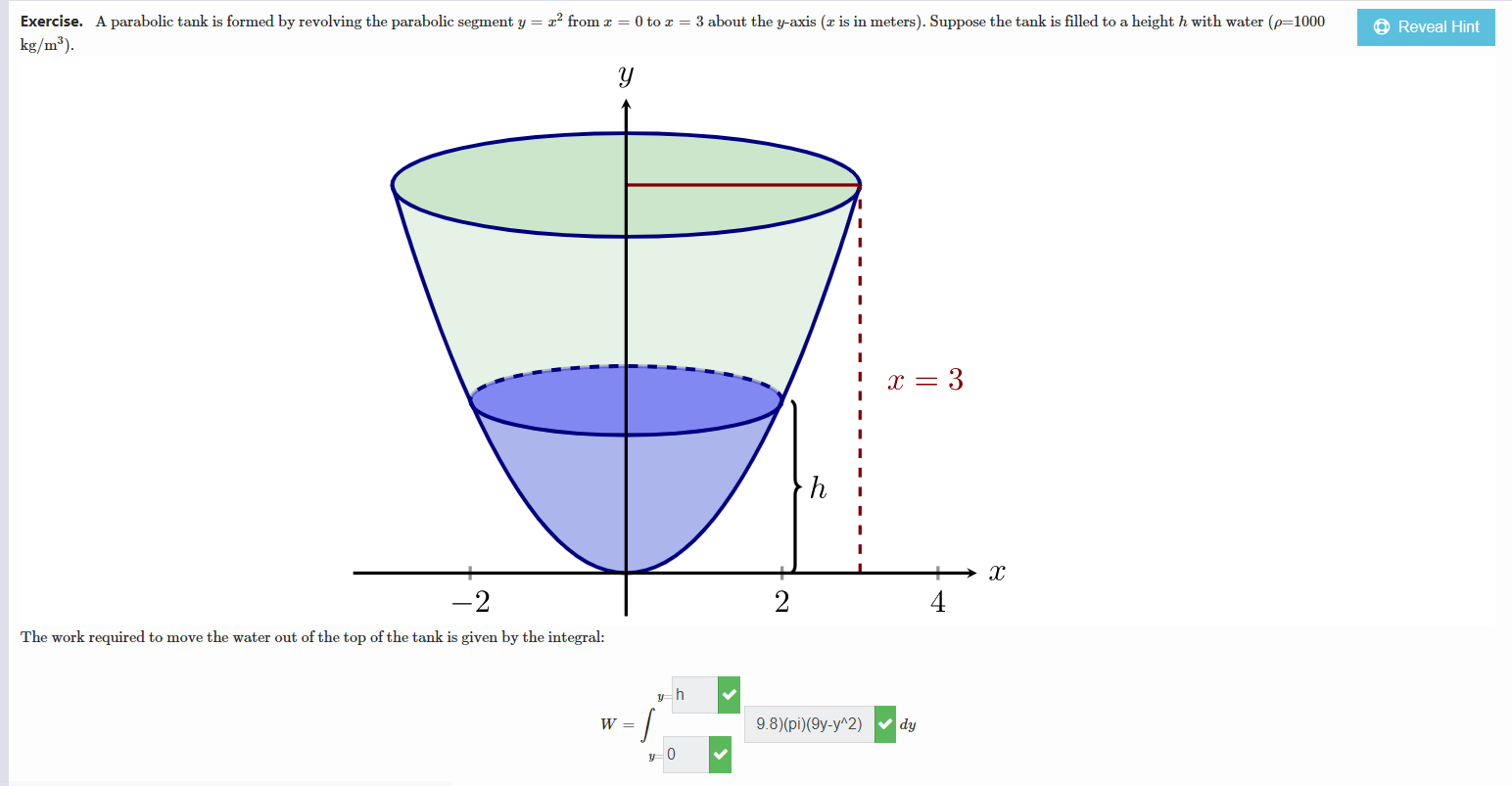 Solved Exercise. A parabolic tank is formed by revolving the | Chegg.com