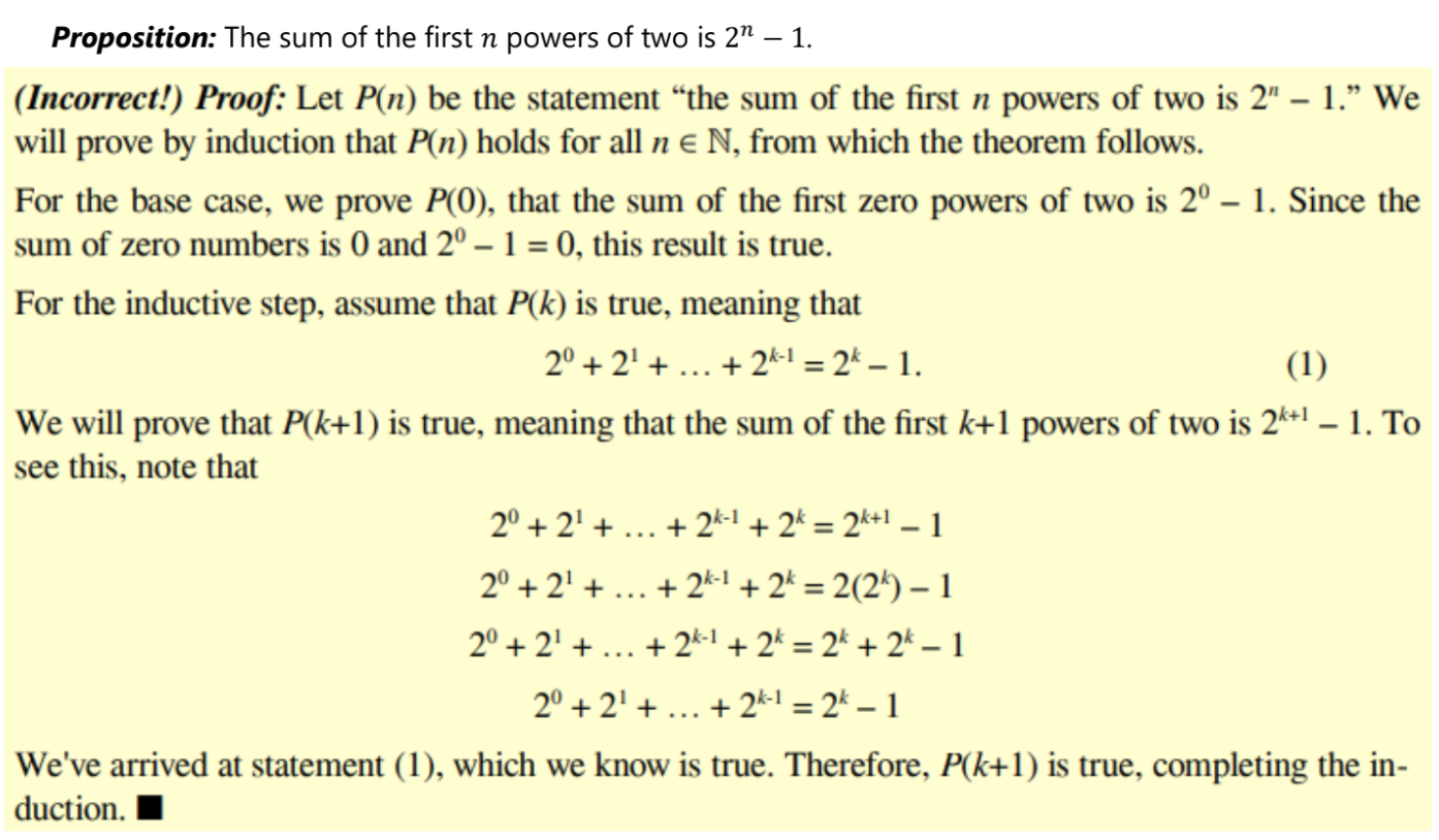 Solved Proposition: The sum of the first n powers of two is | Chegg.com