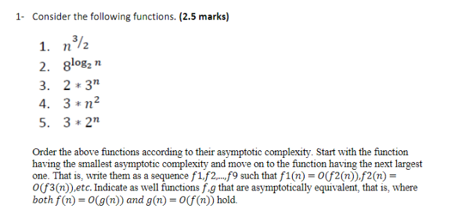 Solved 1- Consider the following functions. (2.5 marks) 1. | Chegg.com