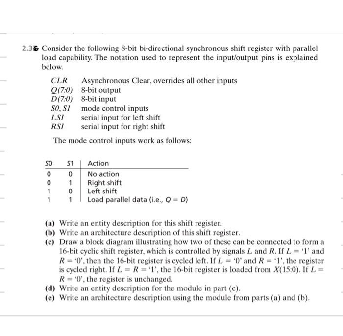 Solved 2.36 Consider the following 8-bi bi-directional | Chegg.com
