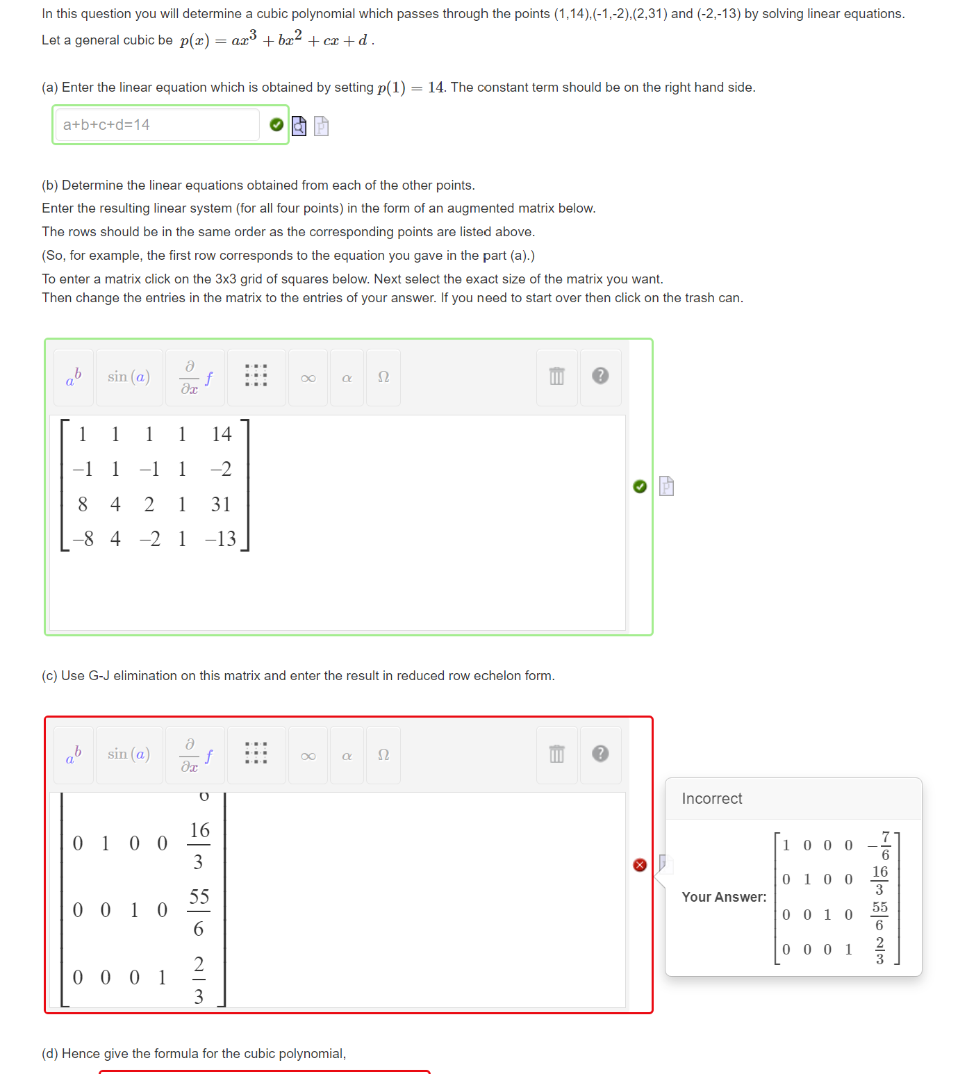Solved Part B is right but part C and D are incorrect | Chegg.com