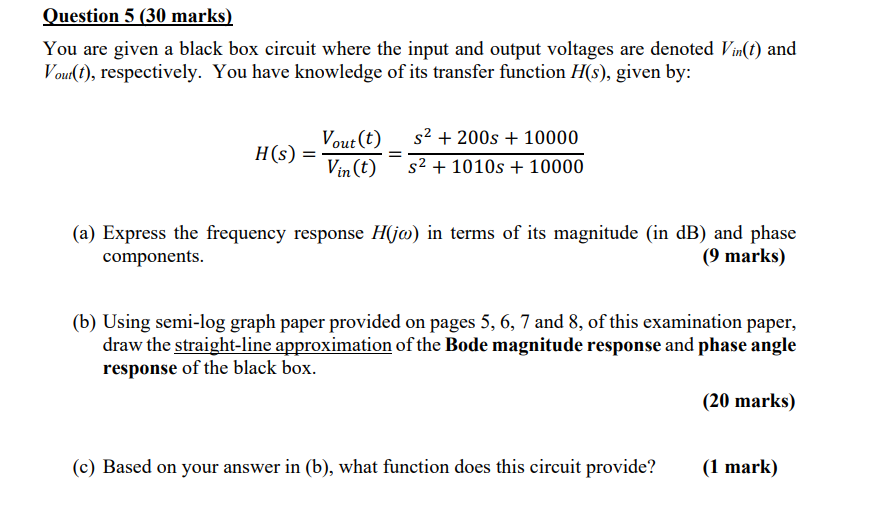 Solved Question 5 (30 marks) You are given a black box | Chegg.com