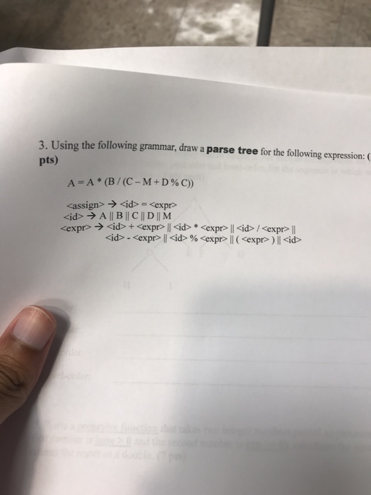 Solved 3. Using the following grammar, draw a parse tree for | Chegg.com