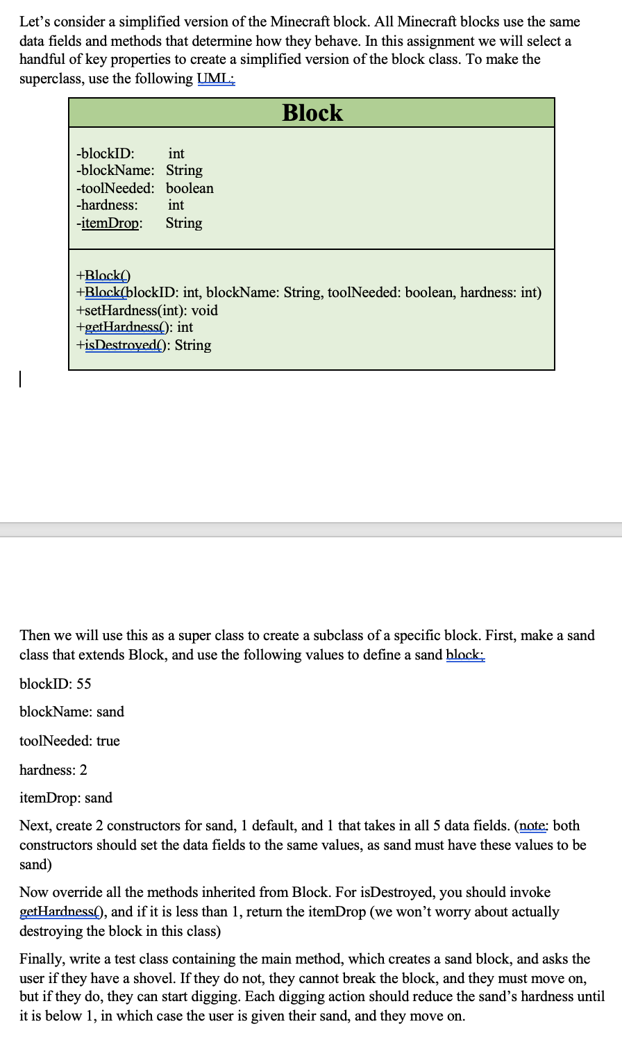 Solved Let's consider a simplified version of the Minecraft | Chegg.com