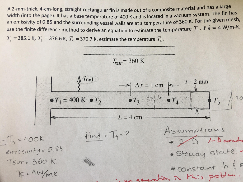 Solved A 2-mm-thick, 4-cm-long, straight rectangular fin is | Chegg.com