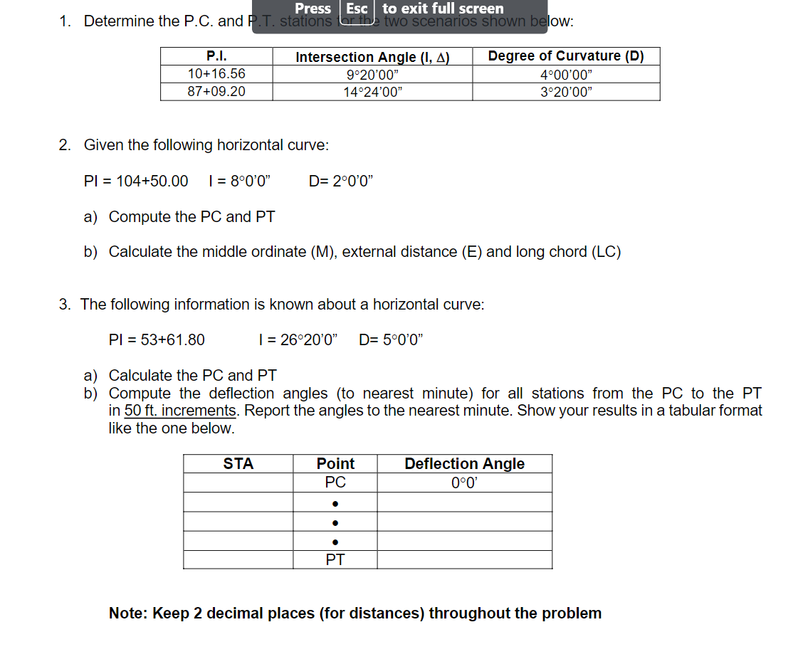 Solved Press Esc to exit full screen 1. Determine the P.C. | Chegg.com