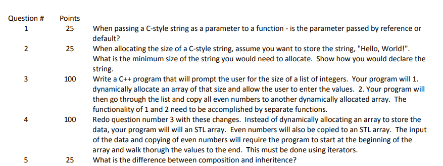 Solved \begin{tabular}{|c|c|c|} \hline lestion \# & Points & | Chegg.com