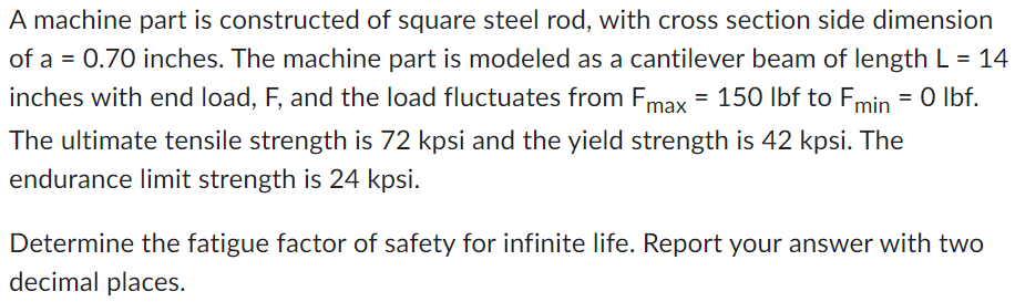 Solved A machine part is constructed of square steel rod, | Chegg.com