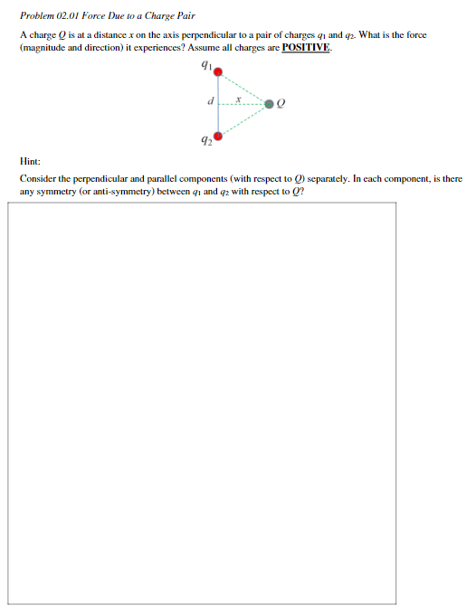 Solved Problem 02.01 ﻿Force Due to a Charge PairA charge Q | Chegg.com
