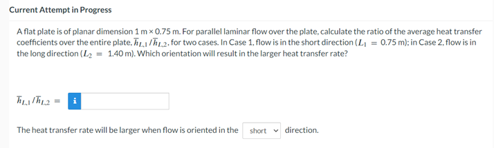 Solved A flat plate is of planar dimension 1 m×0.75 m. For | Chegg.com