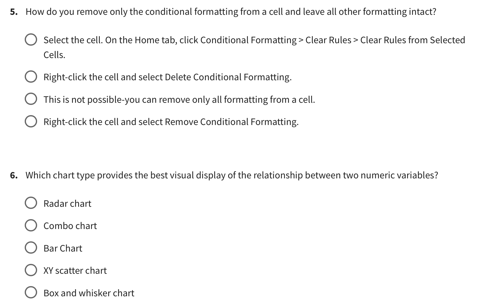 Solved 5. How do you remove only the conditional formatting | Chegg.com