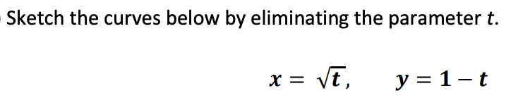 Solved -Sketch the curves below by eliminating the parameter | Chegg.com