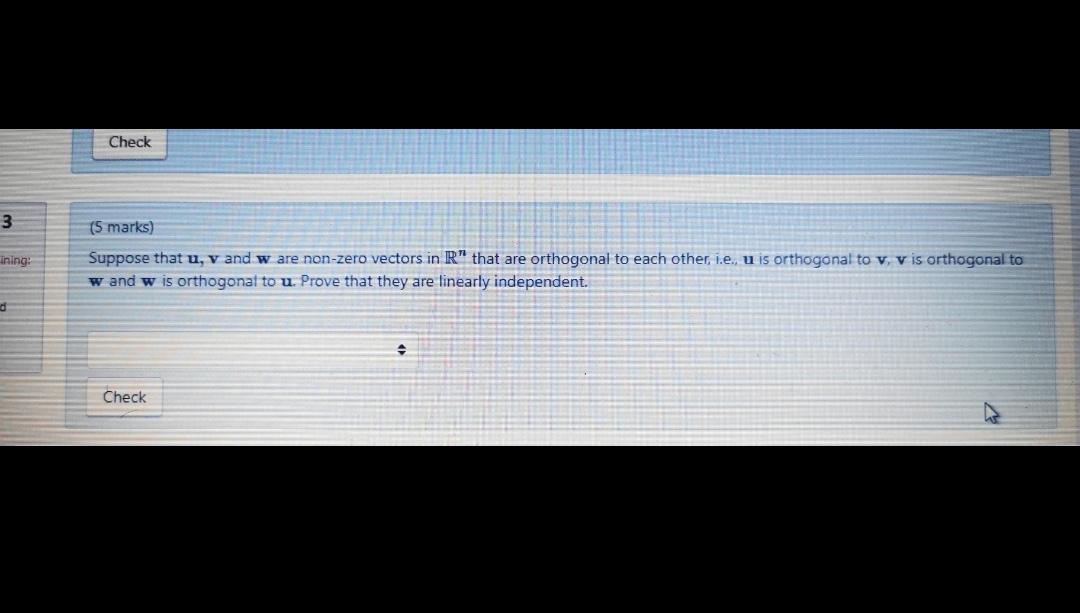 Solved Suppose that u,v and w are non-zero vectors in Rn | Chegg.com