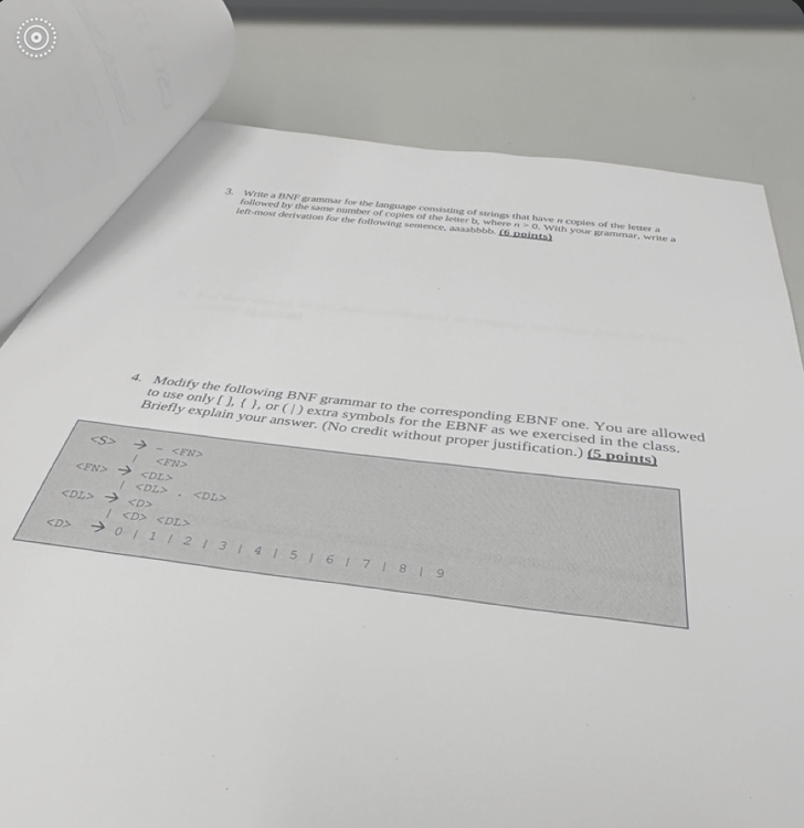 4. Modify the following BNF grammar to the | Chegg.com